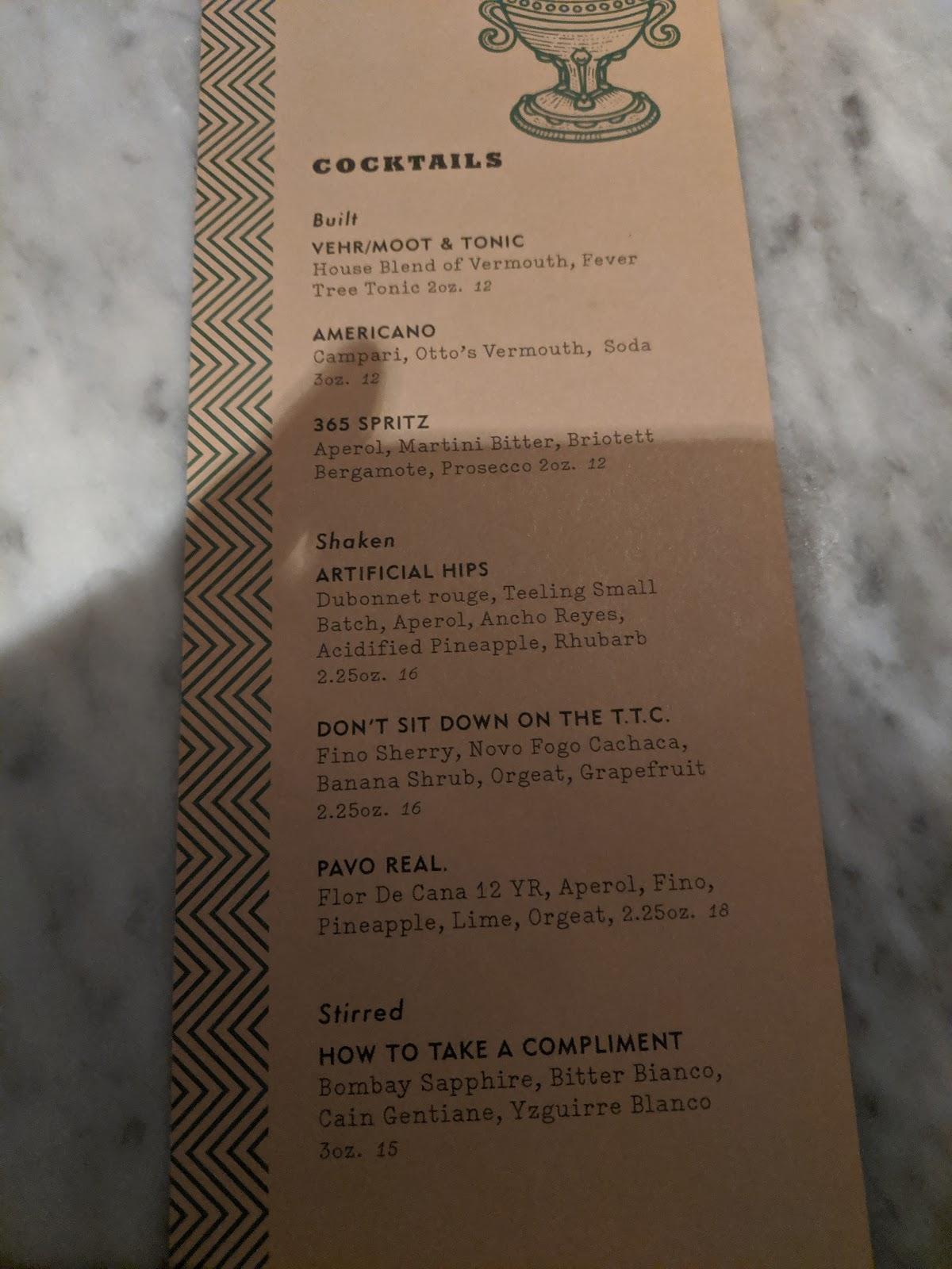 Menu at Viaggio pub & bar, Toronto, Dundas St W