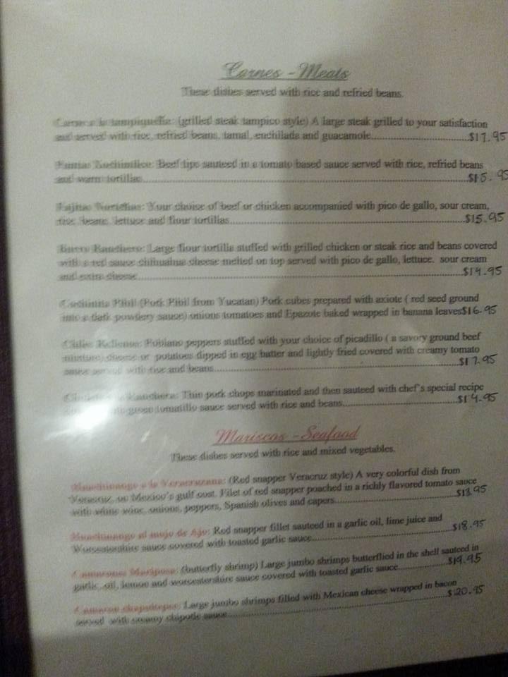 Menu at Hidalgo restaurant, Media