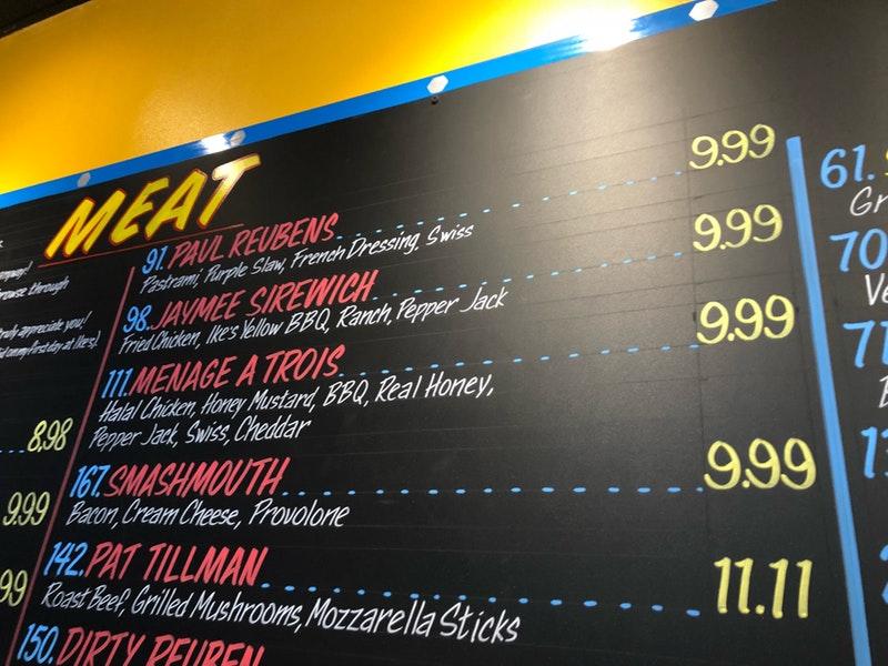 Menu at Ike's Love & Sandwiches restaurant, San Jose, 90 Skyport Dr