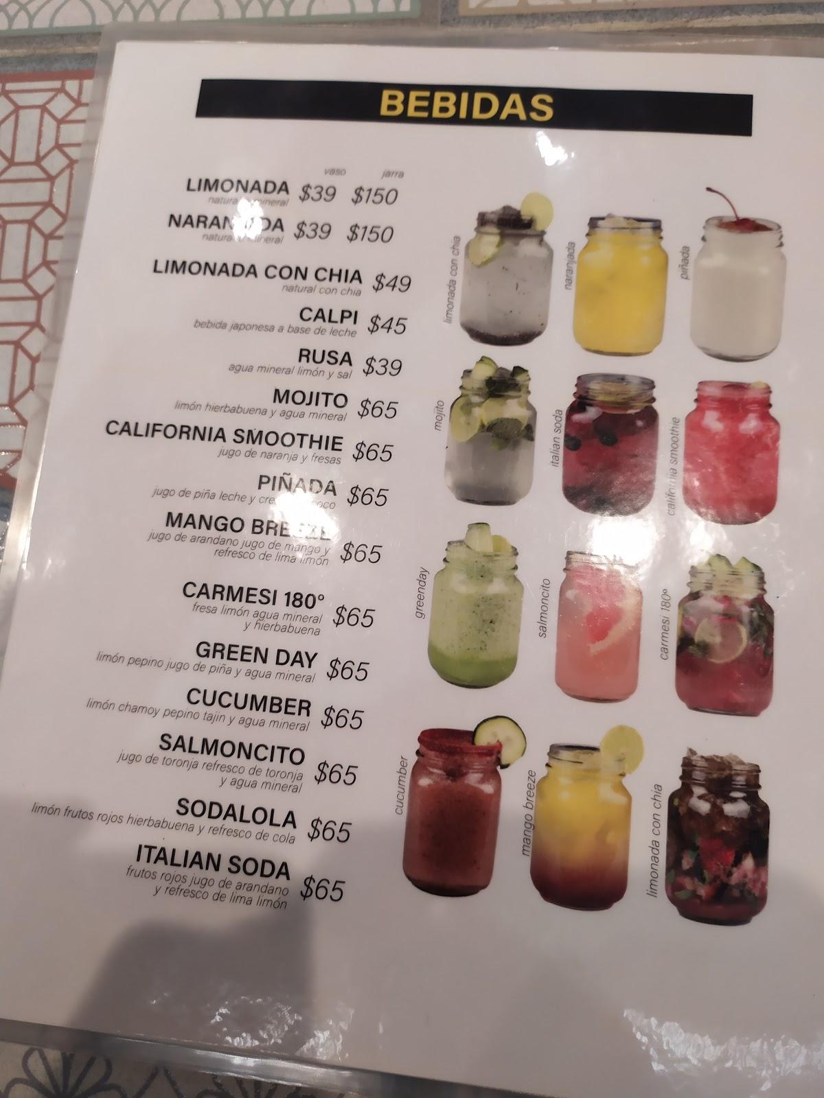 Carta del restaurante Inari, San Luis Potosi, Plaza Tangamanga