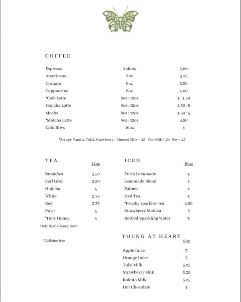 Menu at The Hidden Cafe, Berkeley, Addison St Suite 111