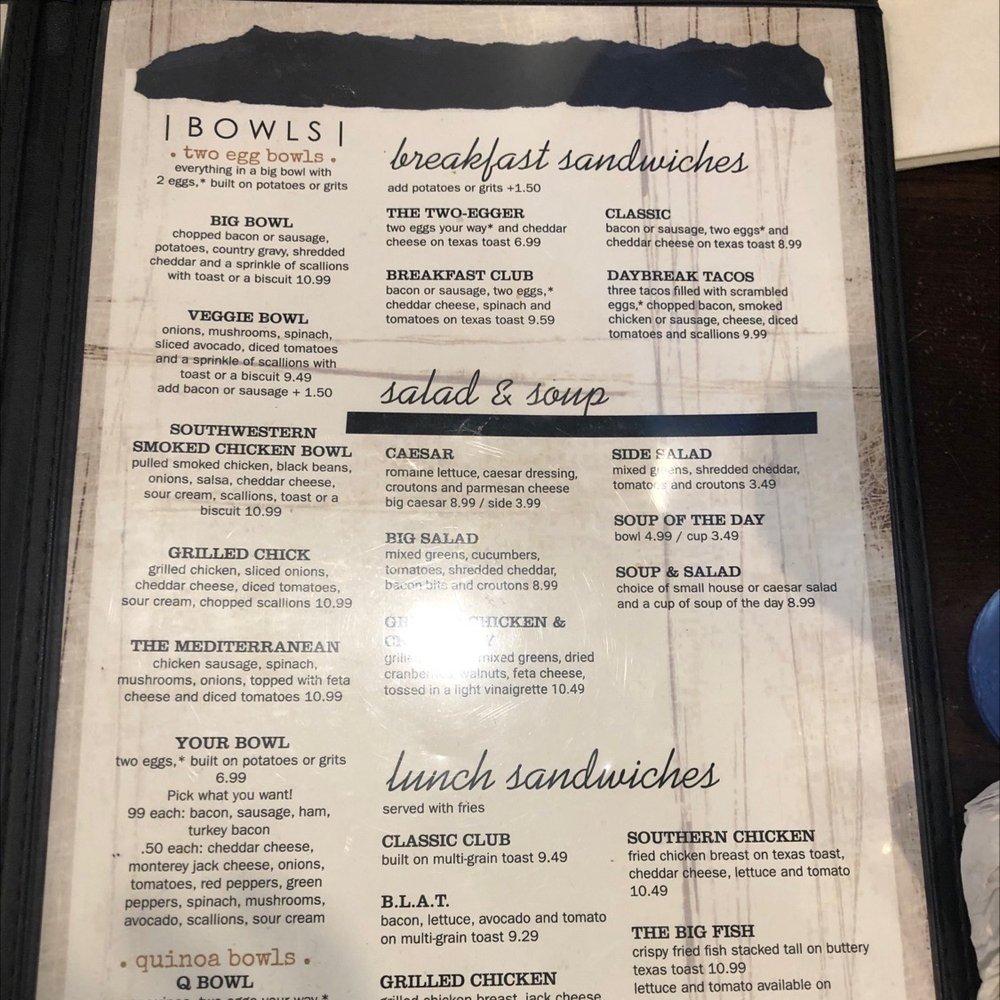 Menu at Two Eggs! restaurant, McDonough