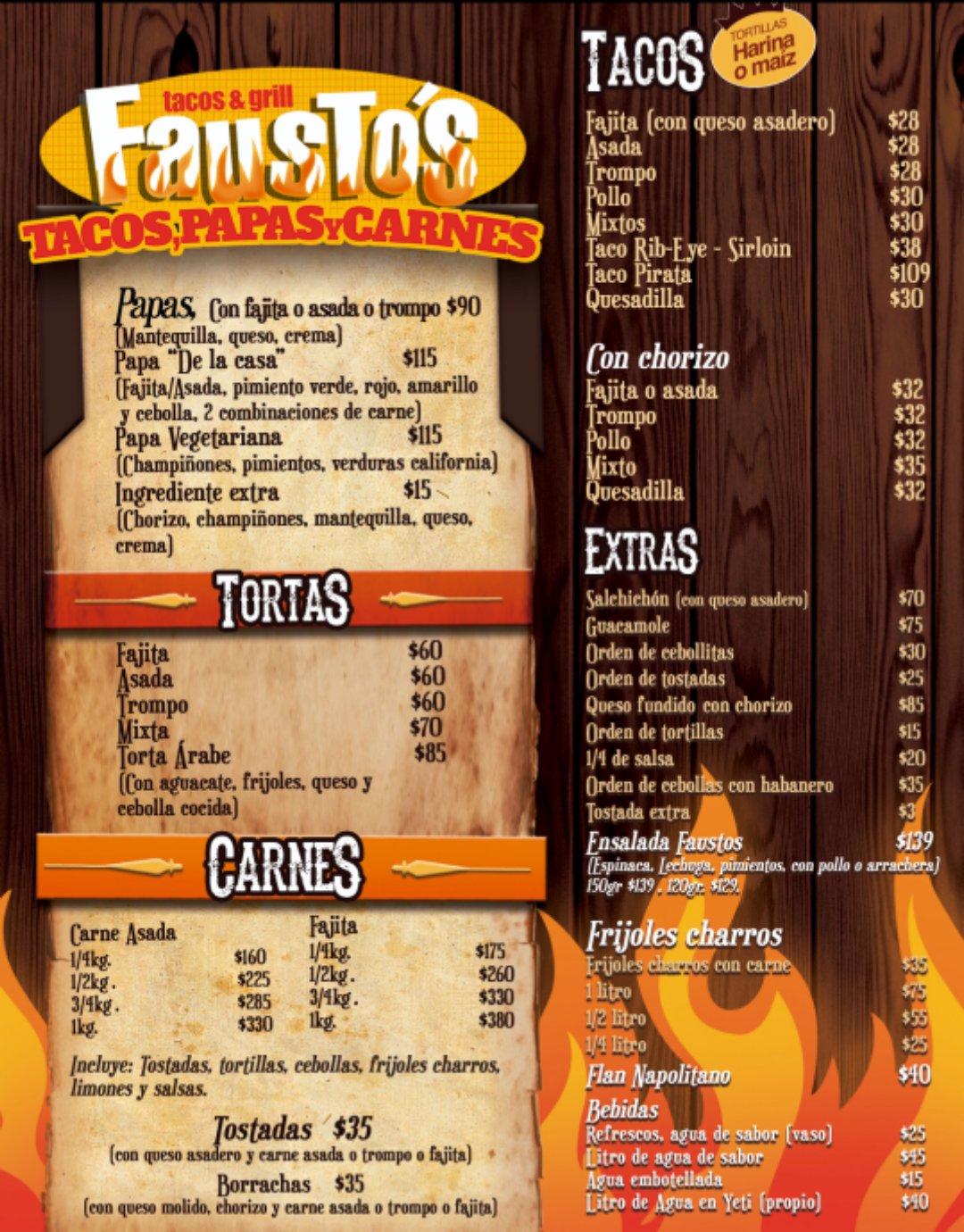 Menu at Faustos Ampliación restaurant, Ciudad Madero