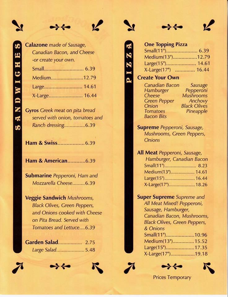 Menu at Pizza By Manooch pizzeria, Tahlequah