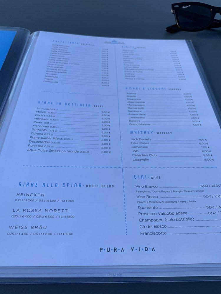 Menu at Pura Vida pub & bar, Como