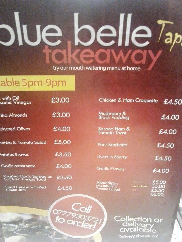Menu at Blue Belle Bar & Restaurant, Manchester