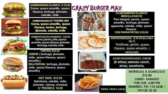 Menu at CRAZY Burger MAX, Ometepec