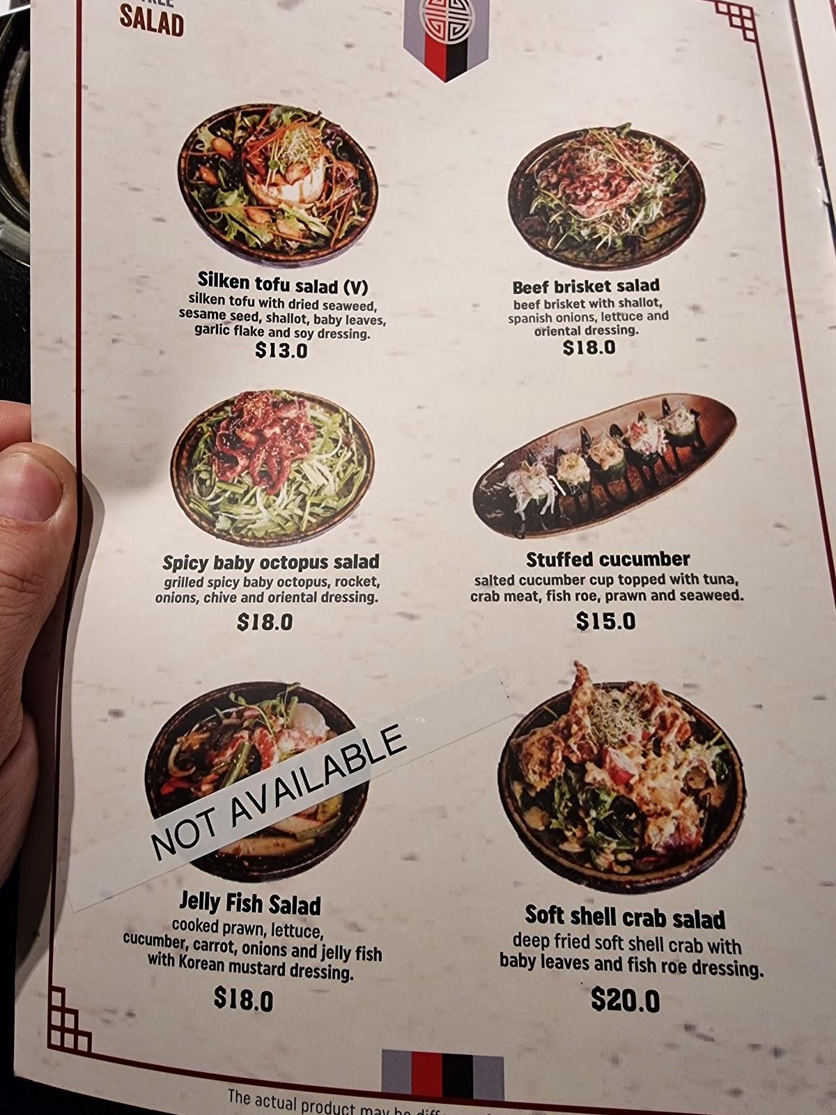 Menu at Hanok Korean BBQ Wollongong, Wollongong