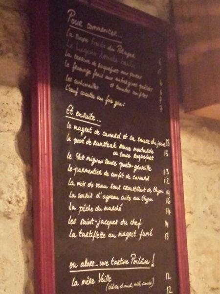 Menu at Le Potager du Père Thierry restaurant, Paris
