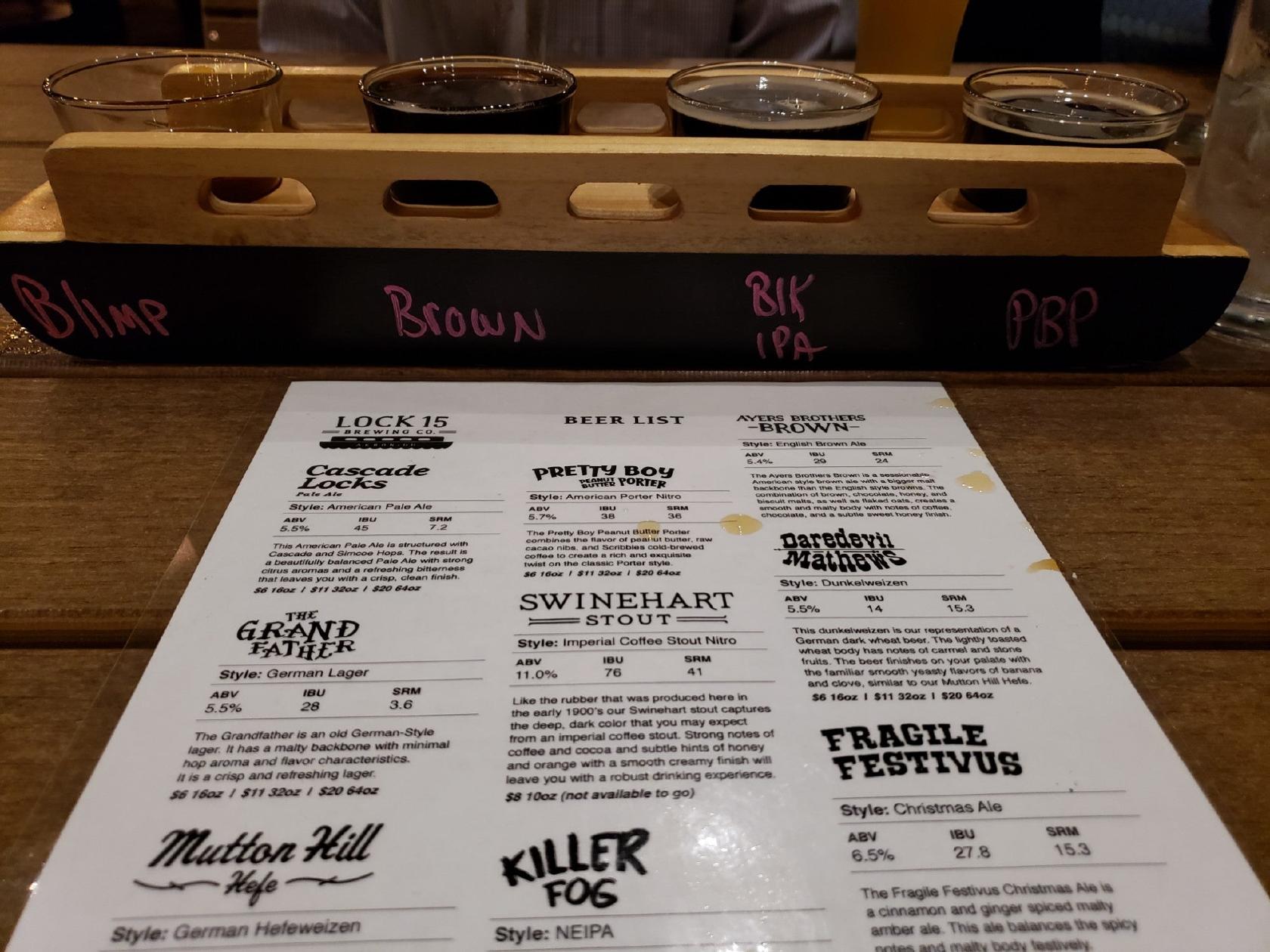 Menu at Lock 15 Brewing pub & bar, Akron