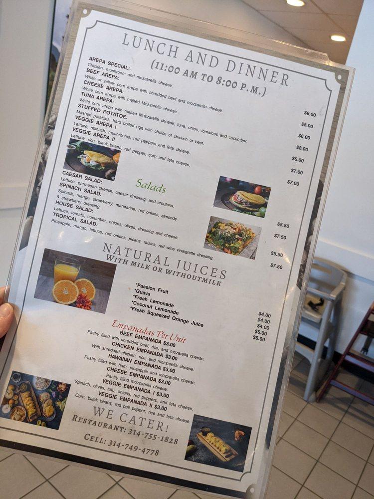 Menu at Maize & Wheat colombian cafe, Brentwood