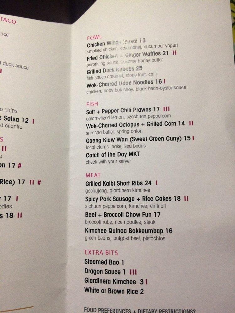 Menu at Myers+Chang pub & bar, Boston