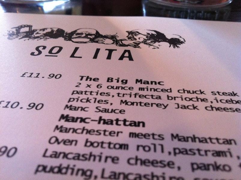 Menu at Solita Northern Quarter pub & bar, Manchester, Turner St