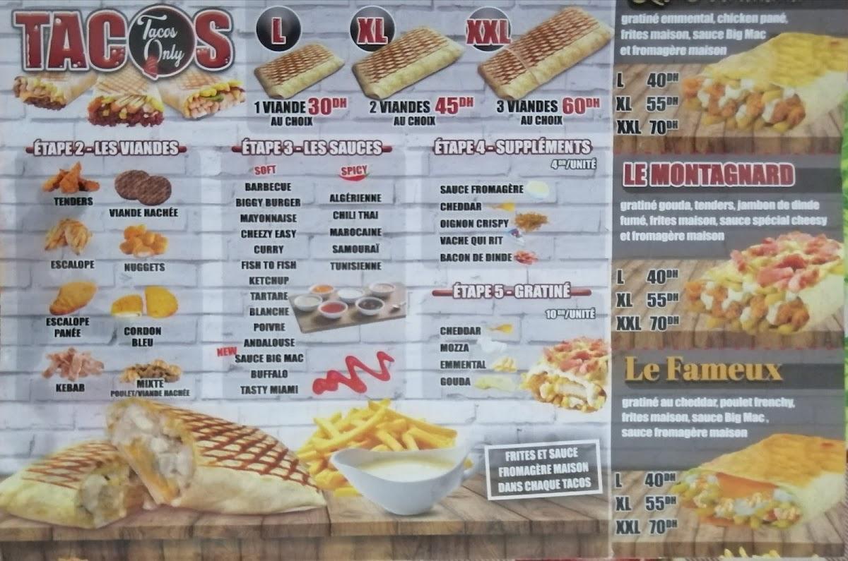 Menu au Tacos Only restaurant, Mohammedia, n°2
