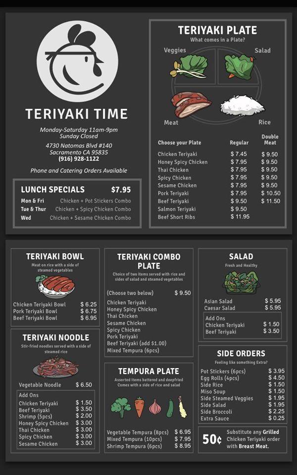 Menu at Teriyaki Time BBQ, Sacramento, Natomas Blvd #140