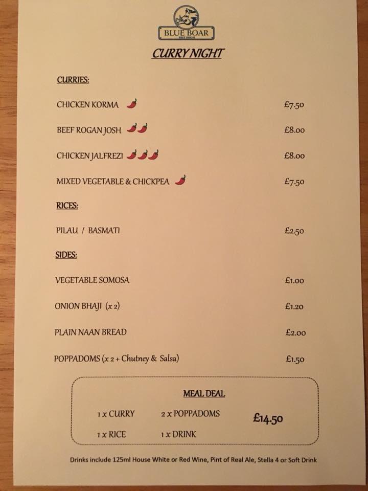 Menu at The Blue Boar Pub and Tearoom, Walsham le Willows