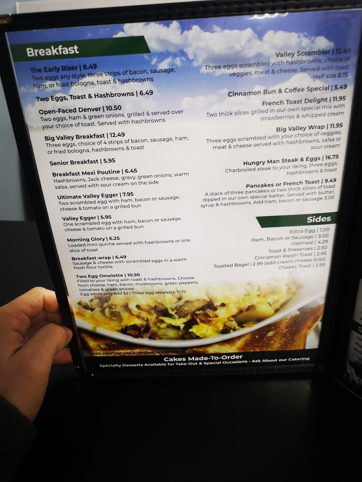 Menu at Valley Bake & Coffee Shop cafe, Fort Qu'Appelle