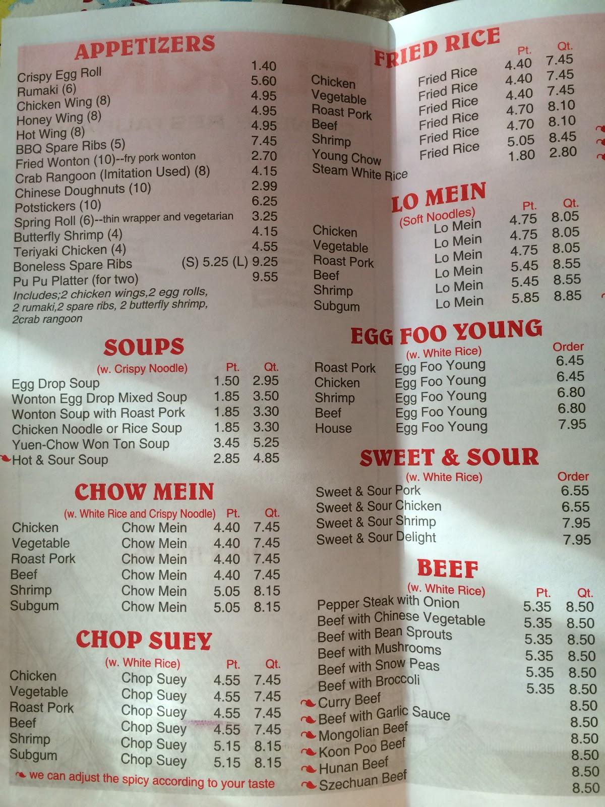 Menu at Fu King Chinese Restaurant, Lake City, 649 SW Main Blvd