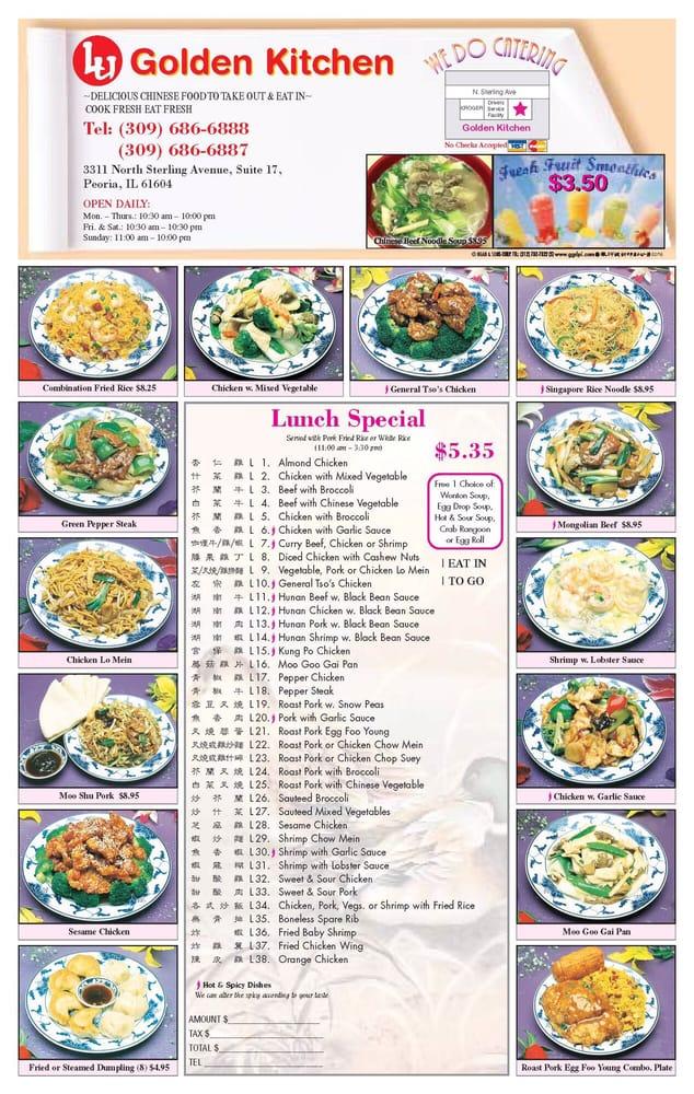 Menu at Golden Kitchen Restaurant, Peoria, N Sterling Ave
