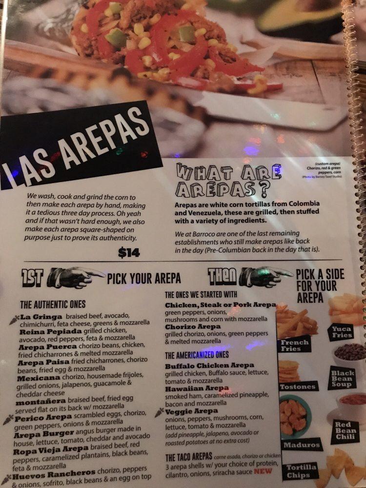 Menu at Barroco, Cleveland, Larchmere Blvd