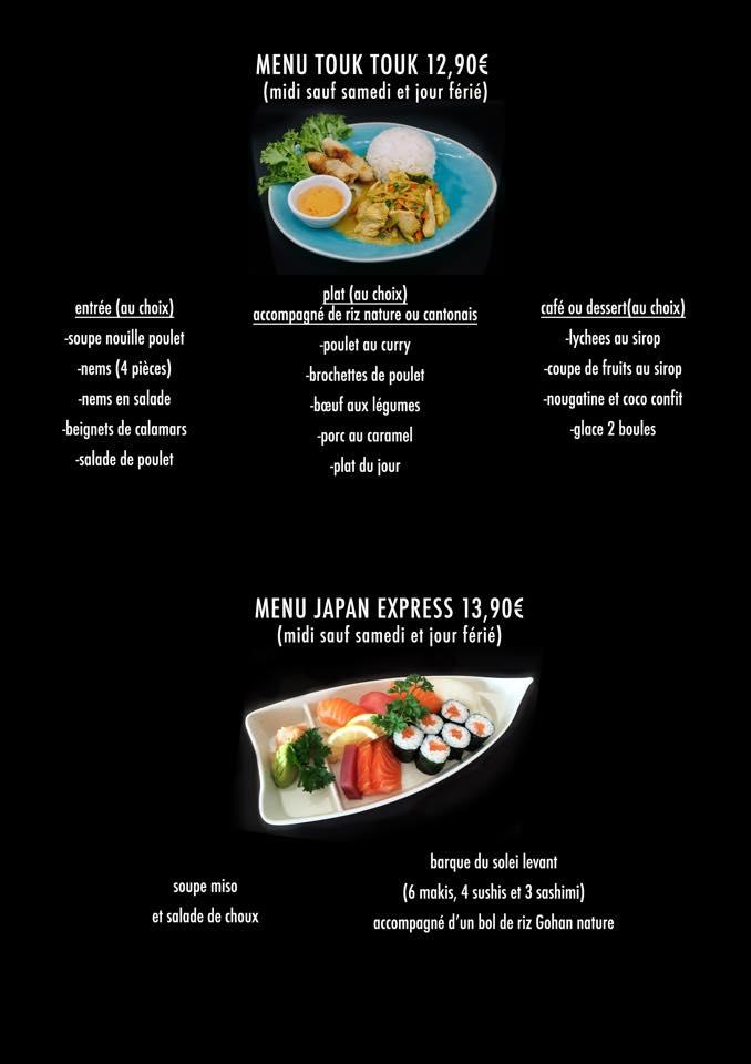 Menu at Maï Taï restaurant, Launaguet