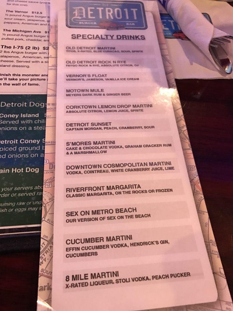 Menu at Old Detroit Burger Bar – Troy, Troy