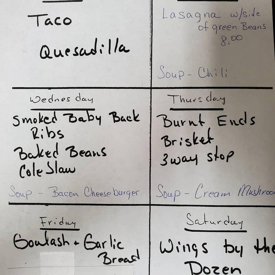 Menu at Papas Bar, Monmouth