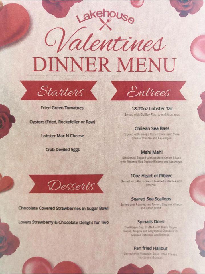 Menu at Lake House Restaurant, Morgantown