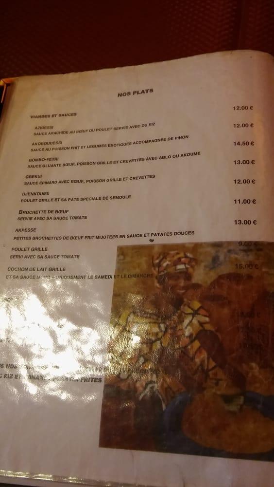 Menu at Le Mono restaurant, Paris