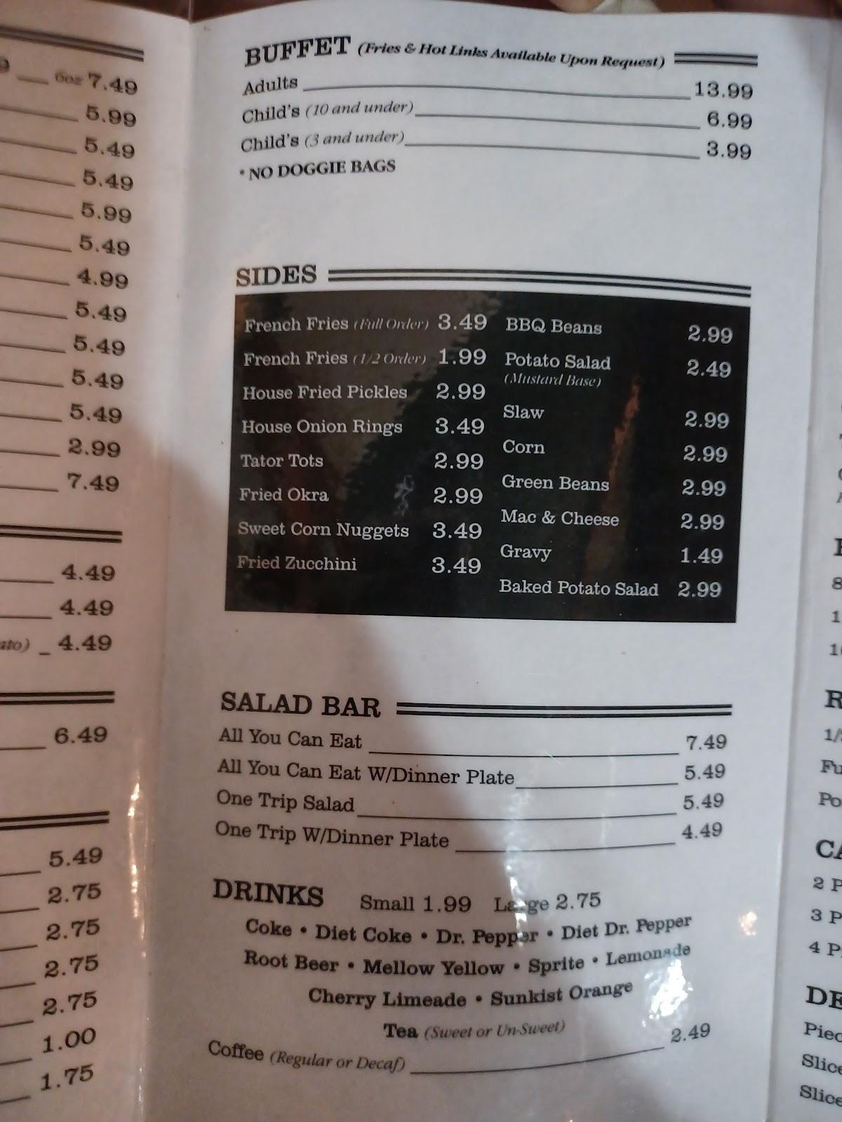 Menu at My Place BBQ Tahlequah, Tahlequah