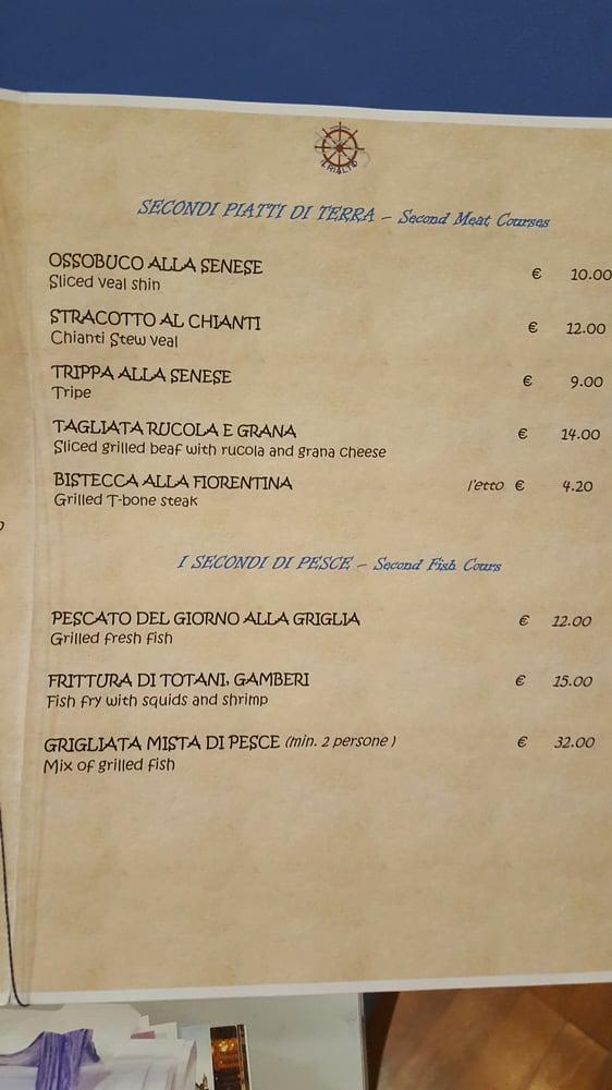 Menu da Il Rialto ristorante, Siena