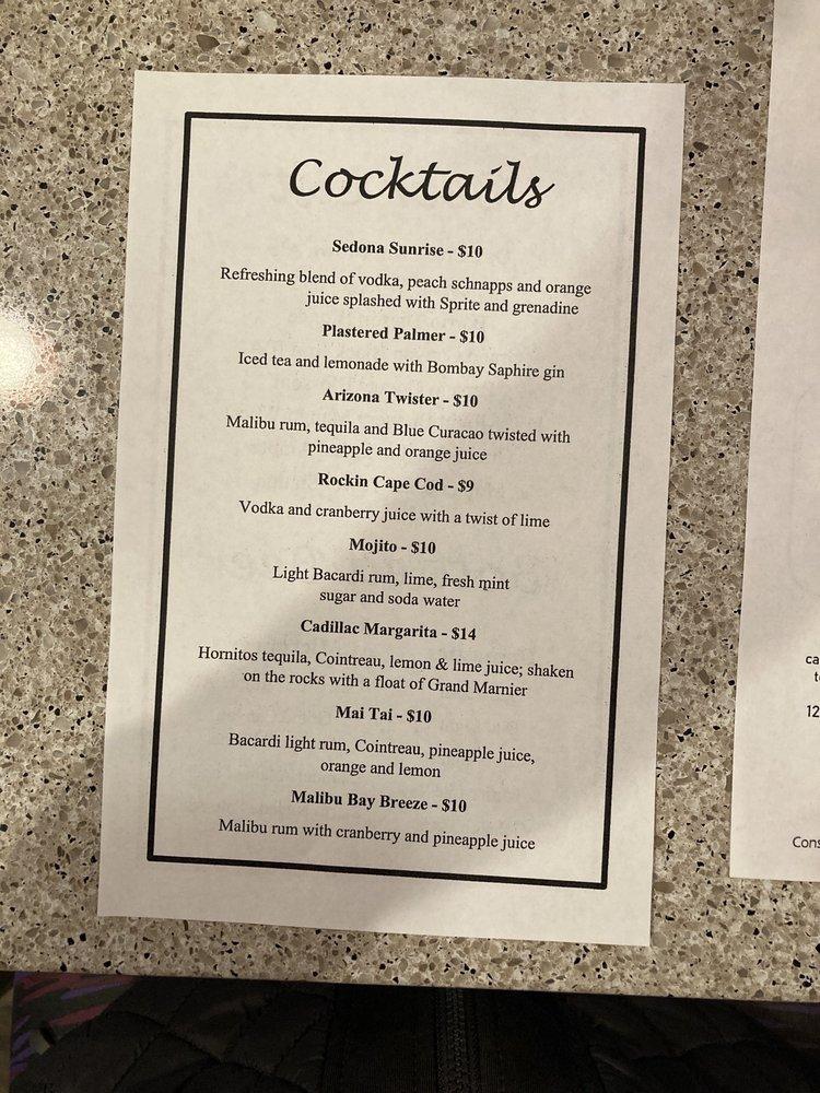 Menu at TC's Bar and Grill, Sedona