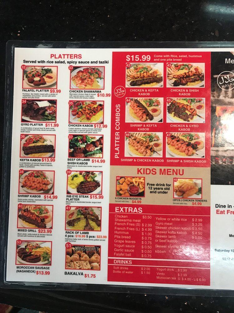 Menu at Al Basha Grill restaurant, Miami Beach