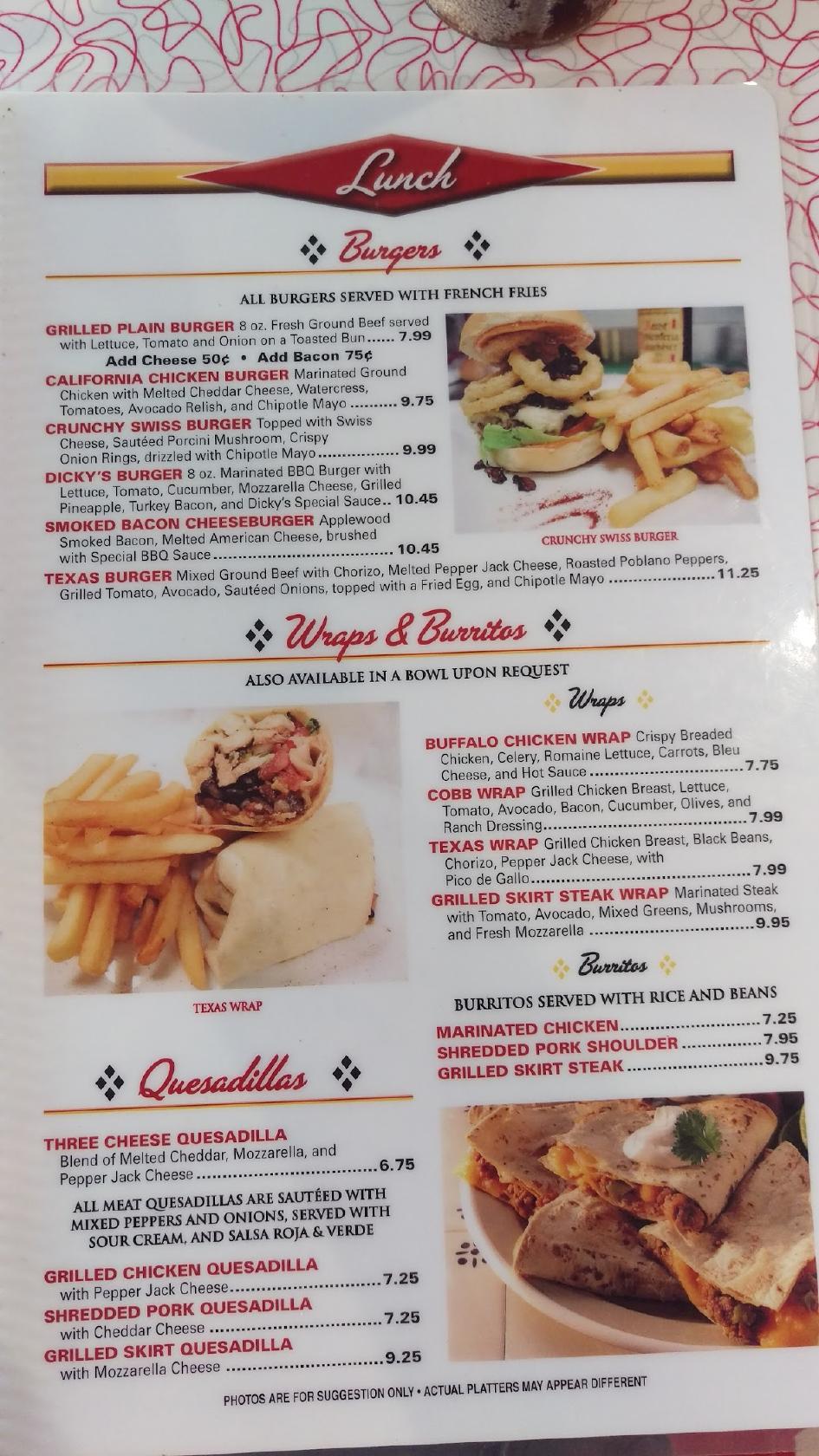 Menu at Dicky's Dogs restaurant, South Toms River
