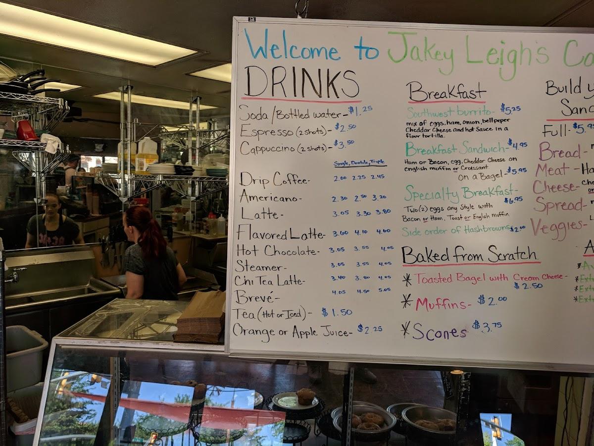 Carta de Jakey Leigh's Café Bakery, Kanab