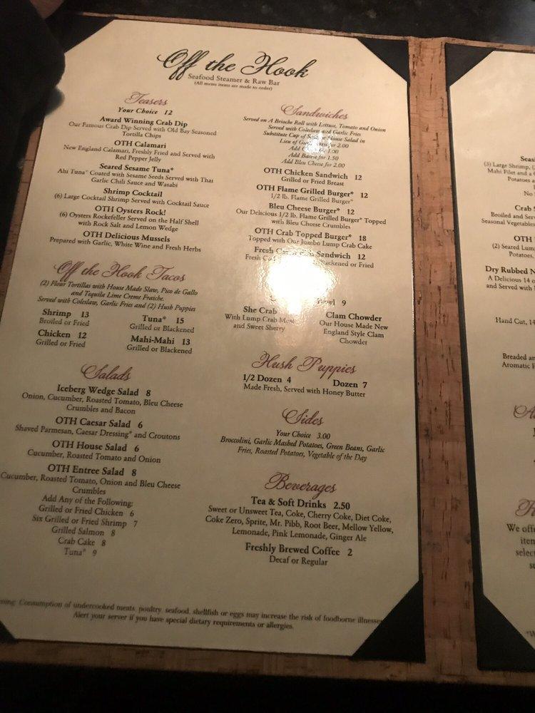 Menu at Off The Hook Seafood Restaurant, Chesapeake, 500 S Battlefield Blvd