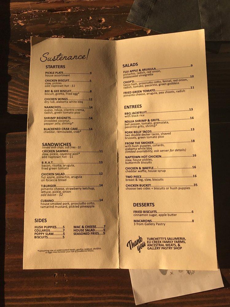 Menu at Thunderbird pub & bar, Indianapolis