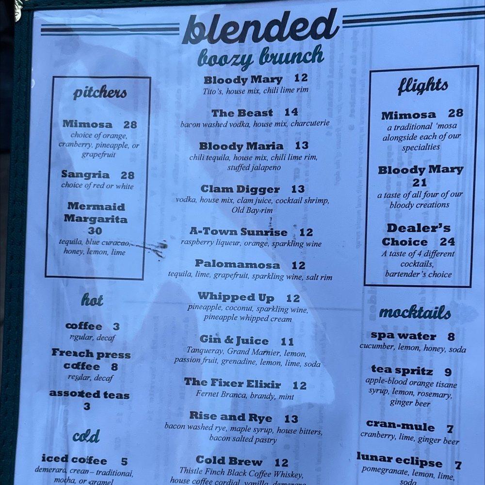 Menu at Blended pub & bar, Allentown