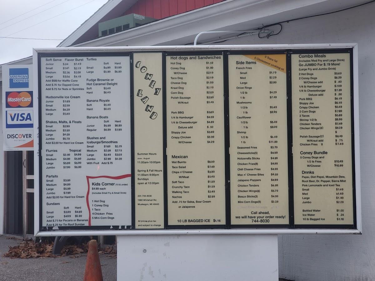 Menu at Coney Land fast food, Muskegon