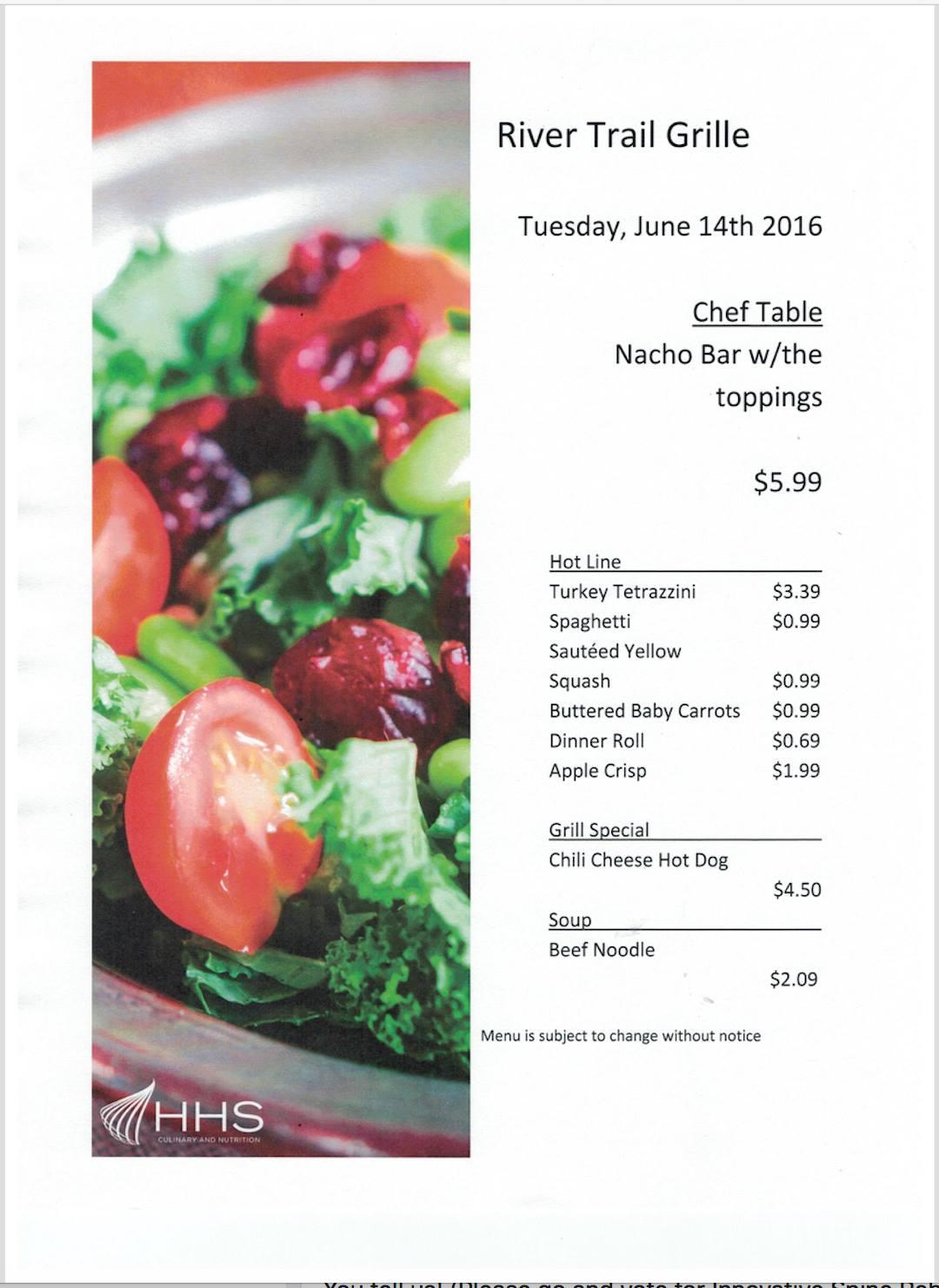 Menu at River Trail Grille restaurant, North Little Rock