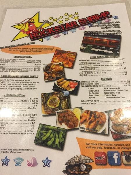 Menu at Rockstar Shrimp pub & bar, Riverside, 767 W Blaine St STE C