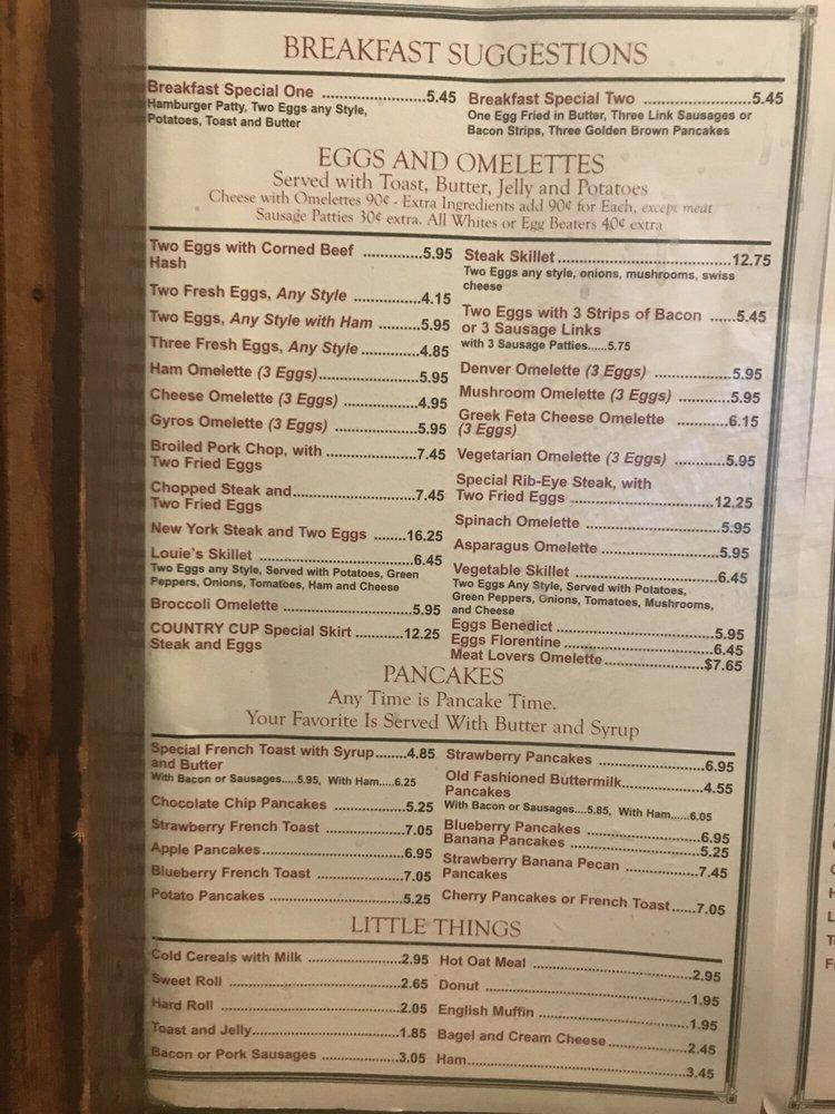 Menu at Country Cup Restaurant, Countryside
