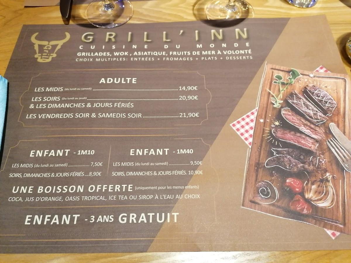 Carta del restaurante Grill’inn cholet, Cholet