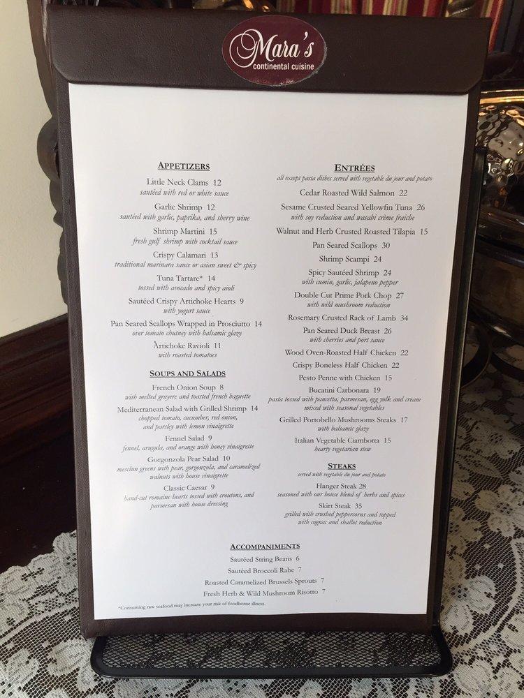 Menu at Mara's Continental Cuisine steakhouse, South Amboy, NJ-35