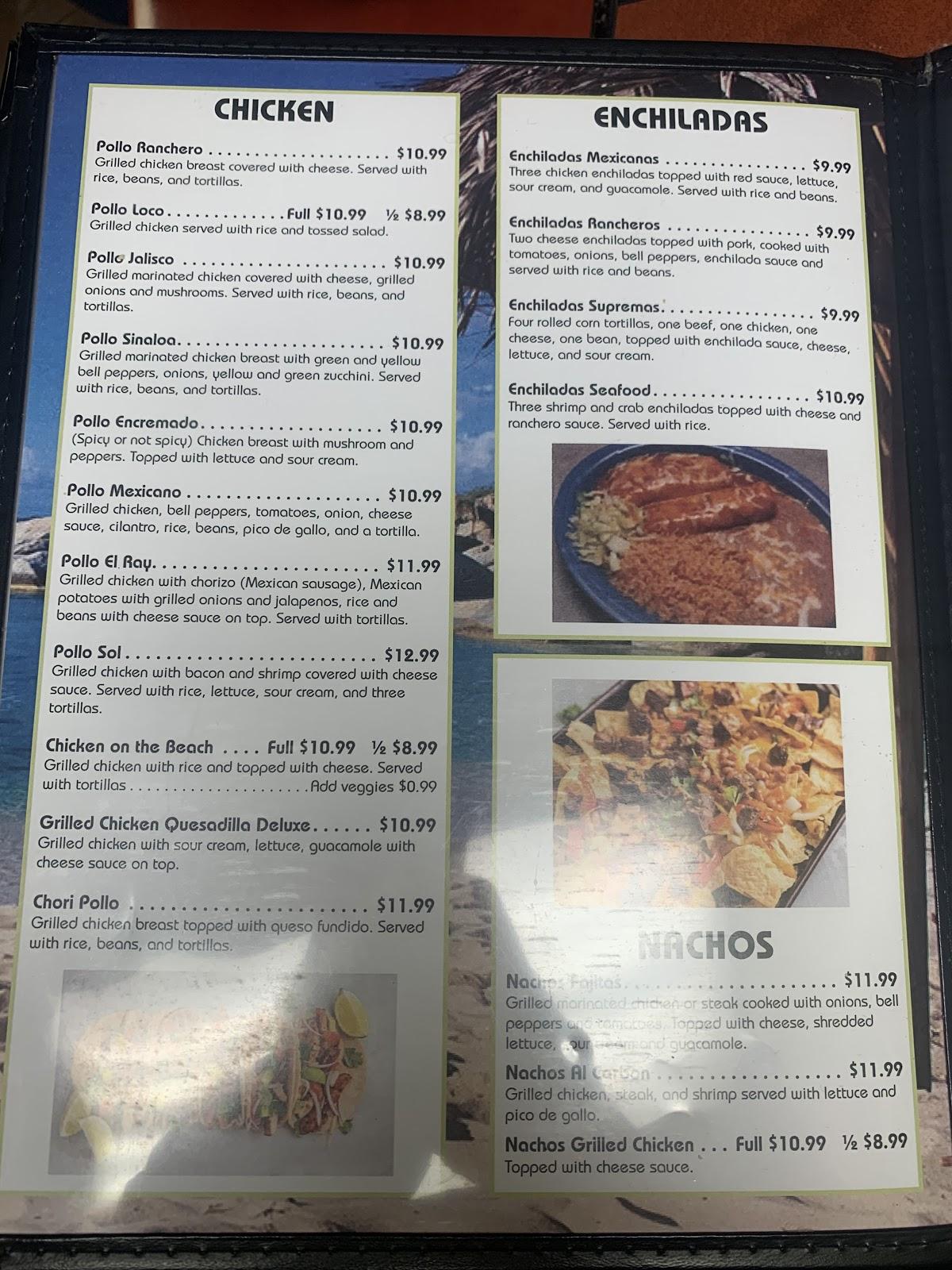 Menu at Sol Del Mar Mexican Bar & Grill, Sullivan