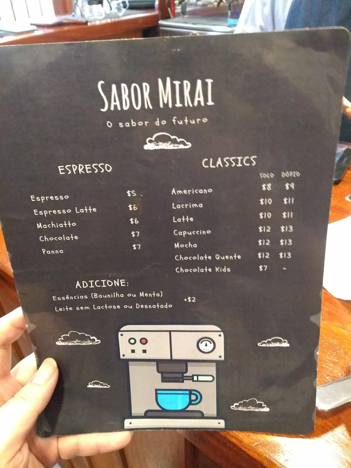 Menu em Café Sabor Mirai, São Paulo, R. Dr. Tomás Carvalhal