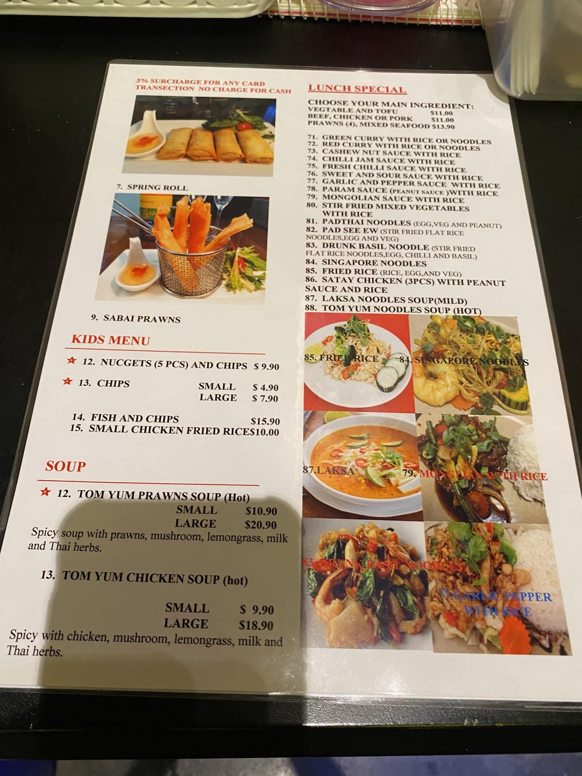 Menu at Hanuman Thai Restaurant, Hoppers Crossing