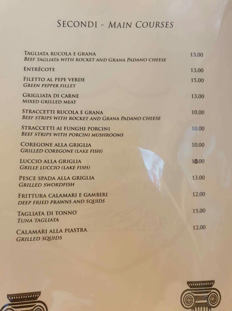 Menu at Osteria da Nerone desserts, Bracciano