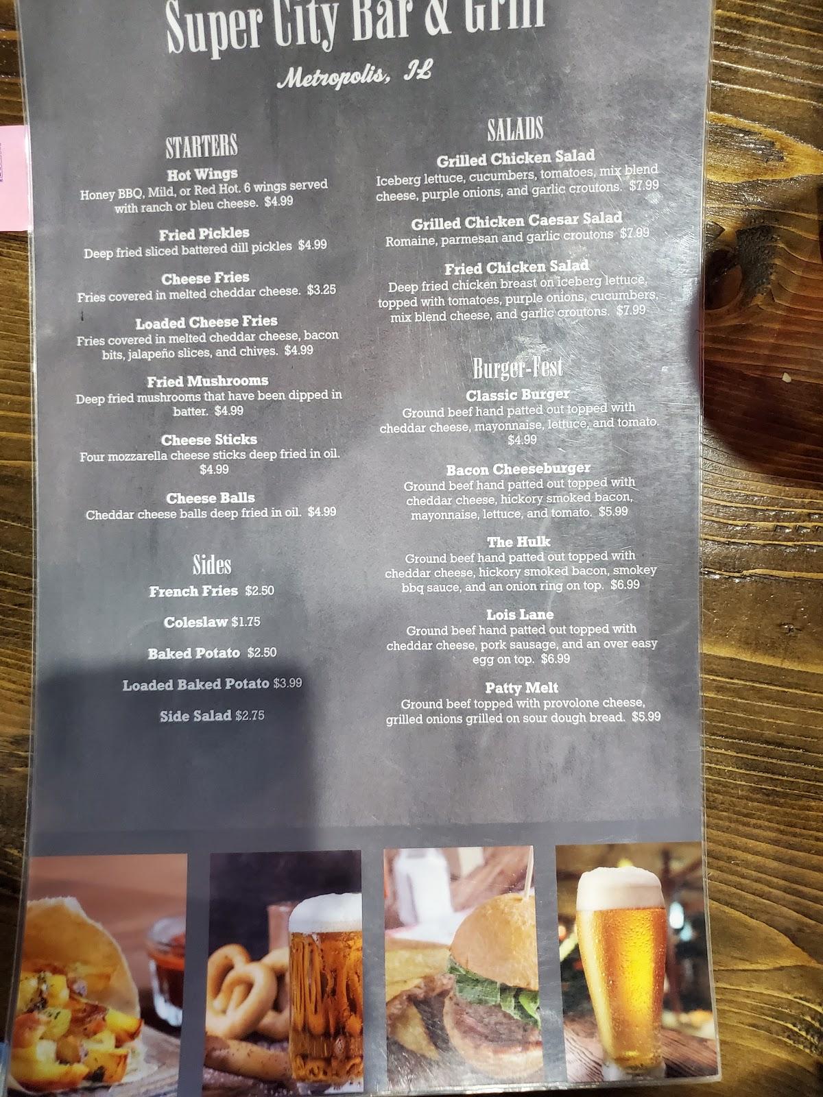 Menu at Super City Bar & Grill, Metropolis