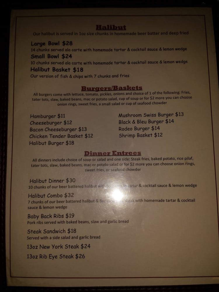 Menu at Thorn's Showcase Lounge pub & bar, Seward